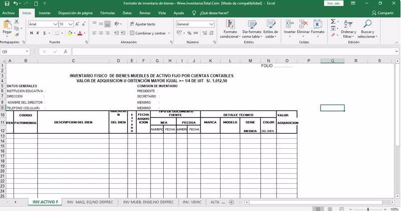 Descargar Formato de inventario de bienes en Excel - Formatos ...