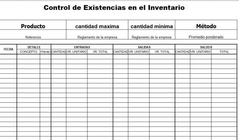 Plantillas De Inventario En Excel Entradas Y Salidas Formatos 1881